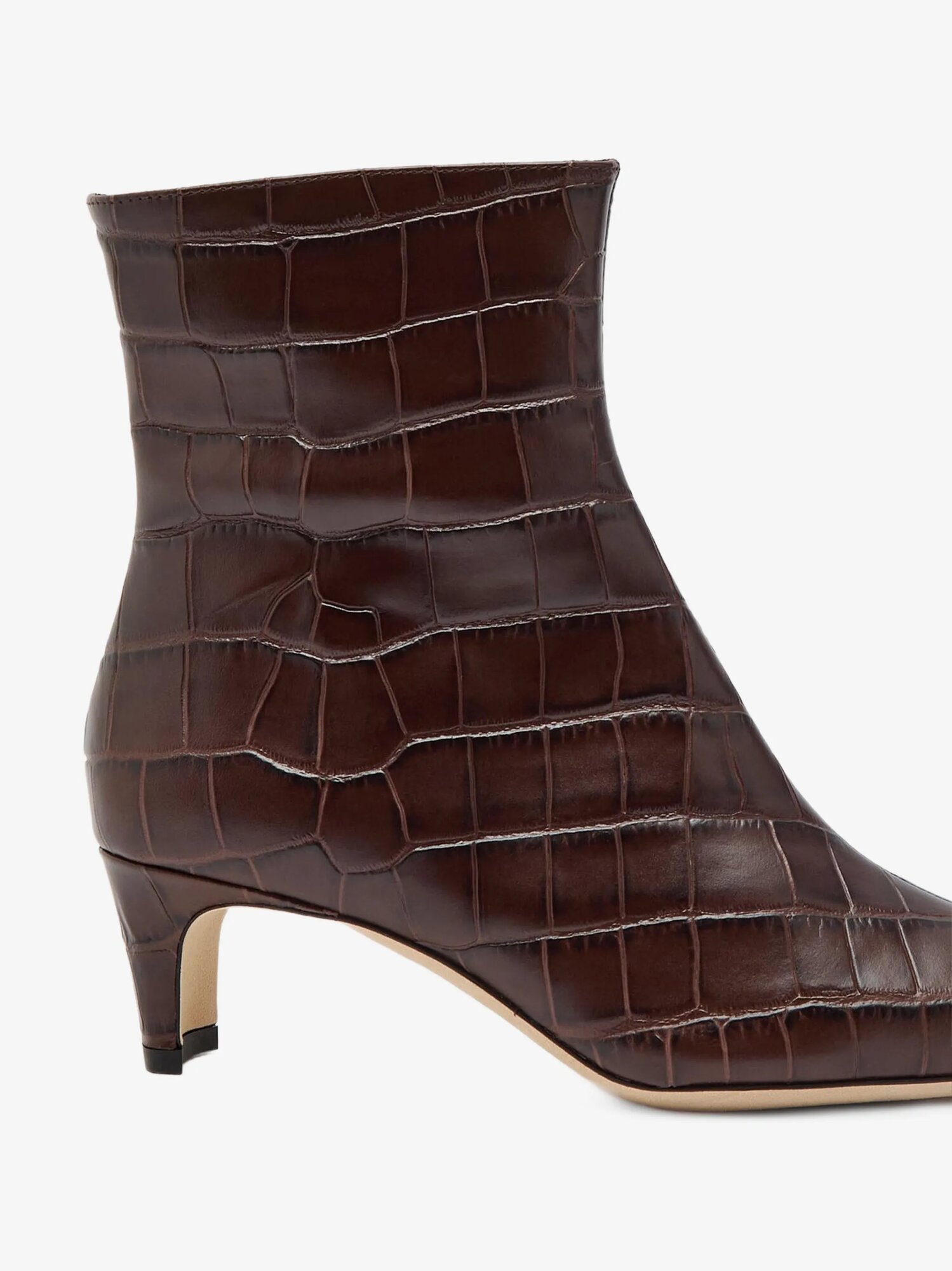 Ботинки Staud Wally croc-effect ankle boots, размер 41, коричневый — фото 1