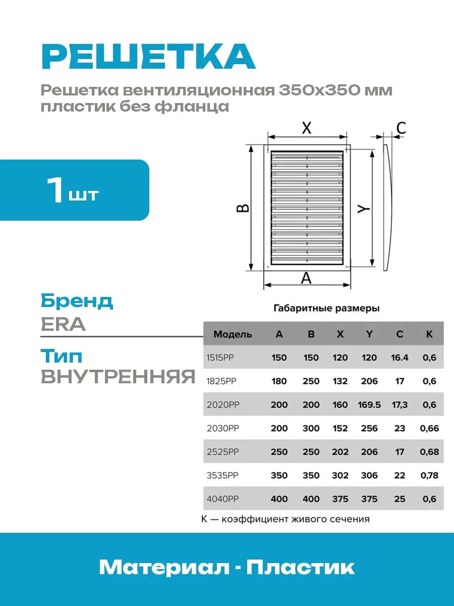 Решетка вент пластик 350х350 мм разъемная белая внутренняя