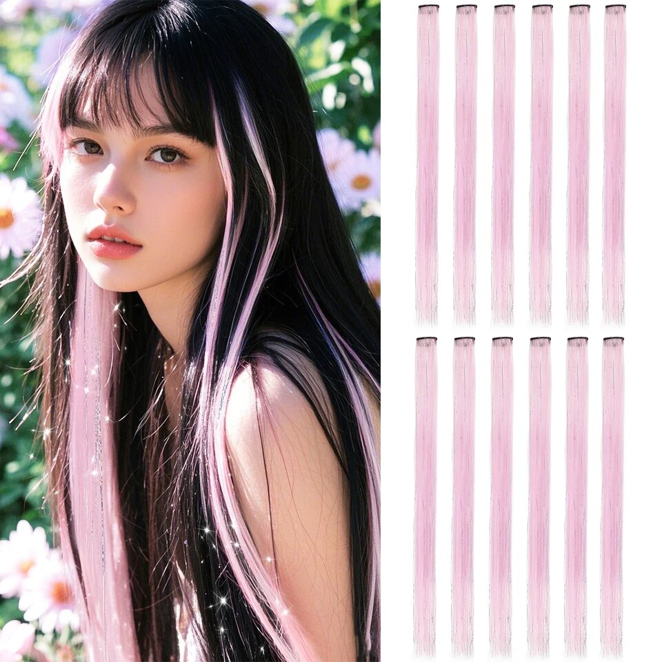Синтетические пряди JIAMEISI, 12 штук Pink