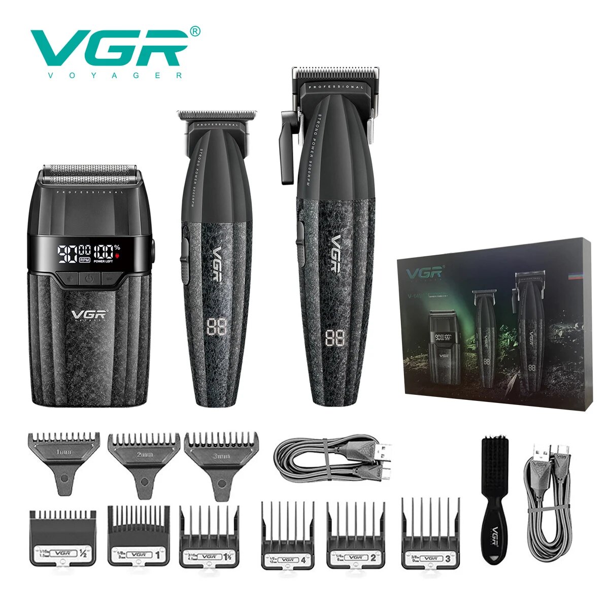 Профессиональная машинка для стрижки волос VGR S3 Black With Box