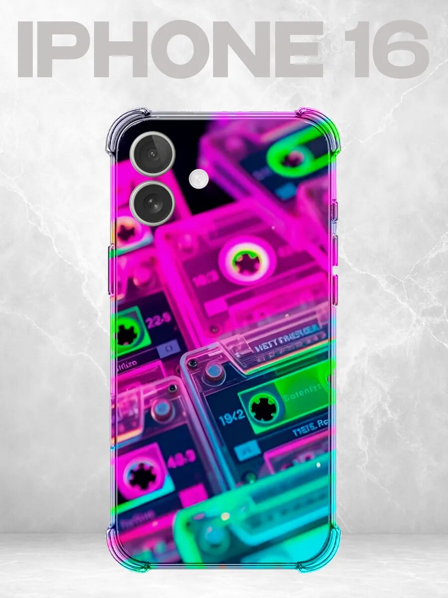 Чехол на iPhone 16 кибер схема неон