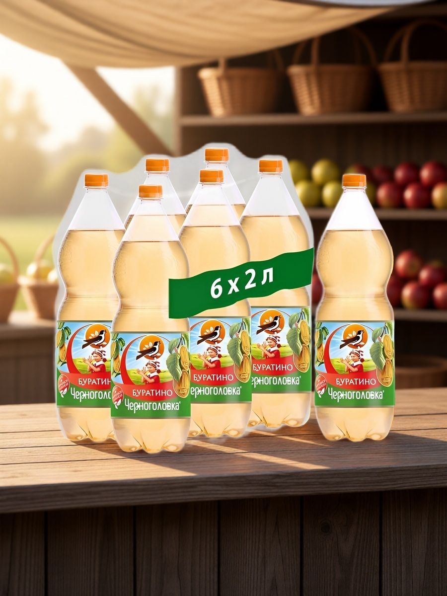 Лимонад черноголовка Буратино, 6 шт х 2 л