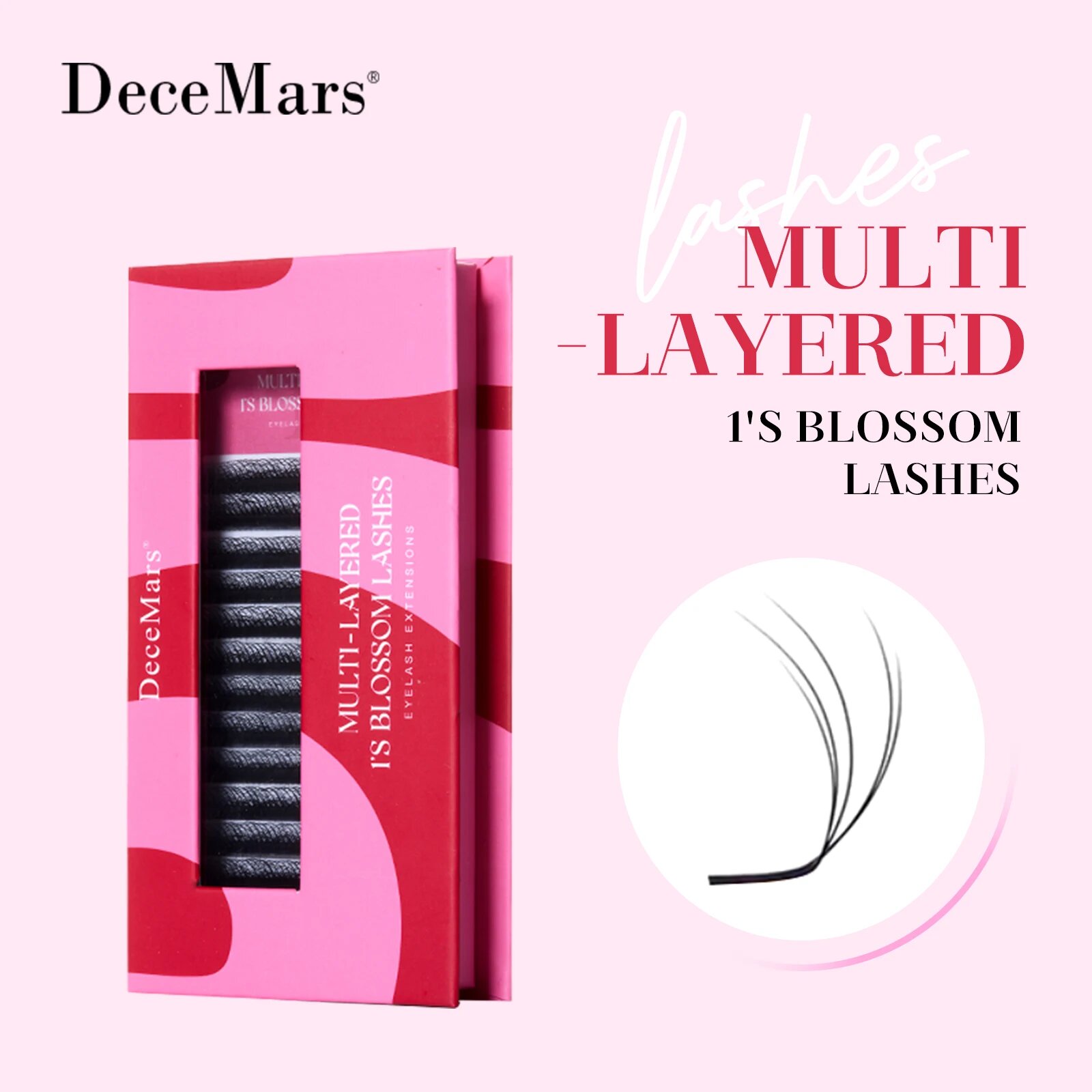 Ресницы для наращивания DeceMars 1S Blossom, LC, 8-12mm MIX