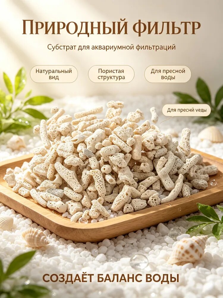Светло-жёлтые коралловые камни для фильтрации и оформления пресноводного аквариума