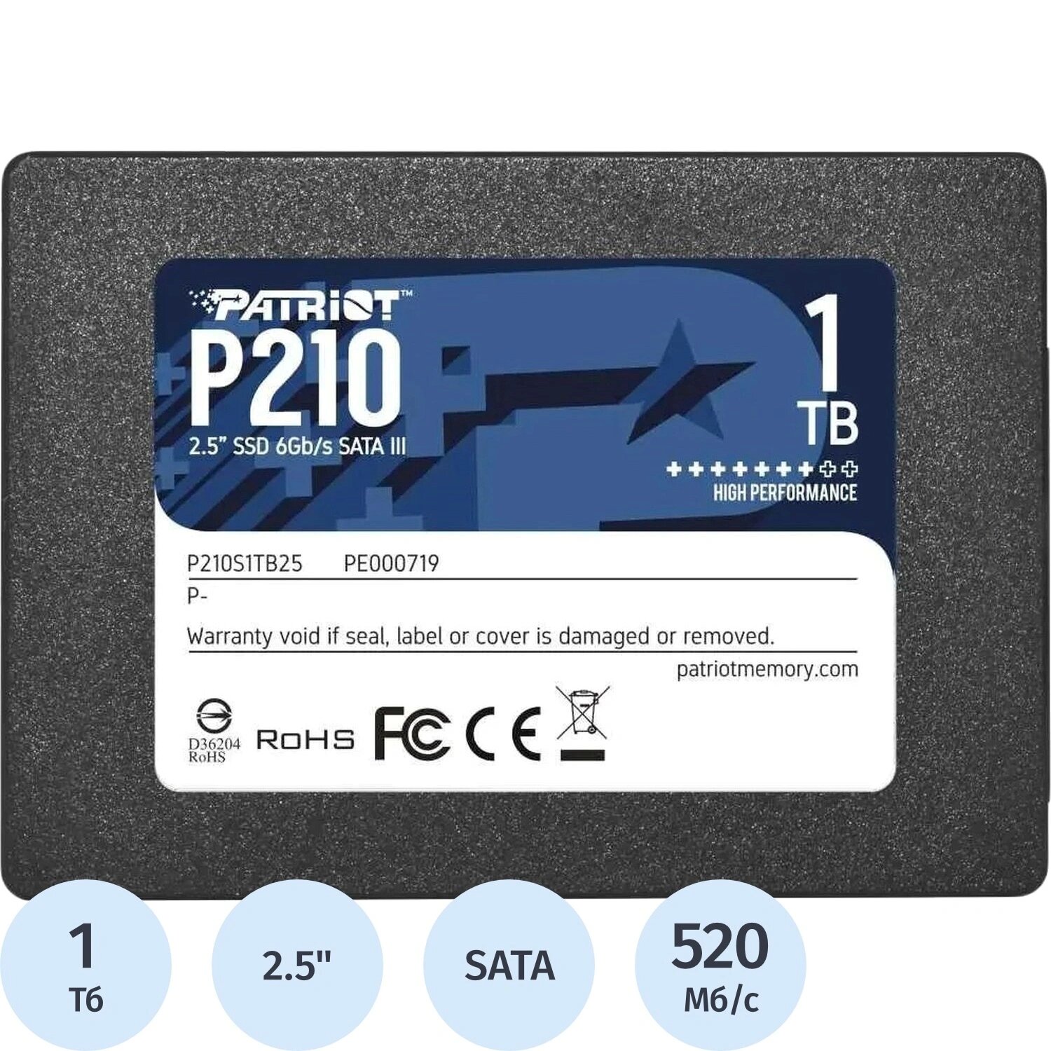 Patriot Memory SSD накопитель Patriot Memory P210 1 ТБ (P210S1TB25)