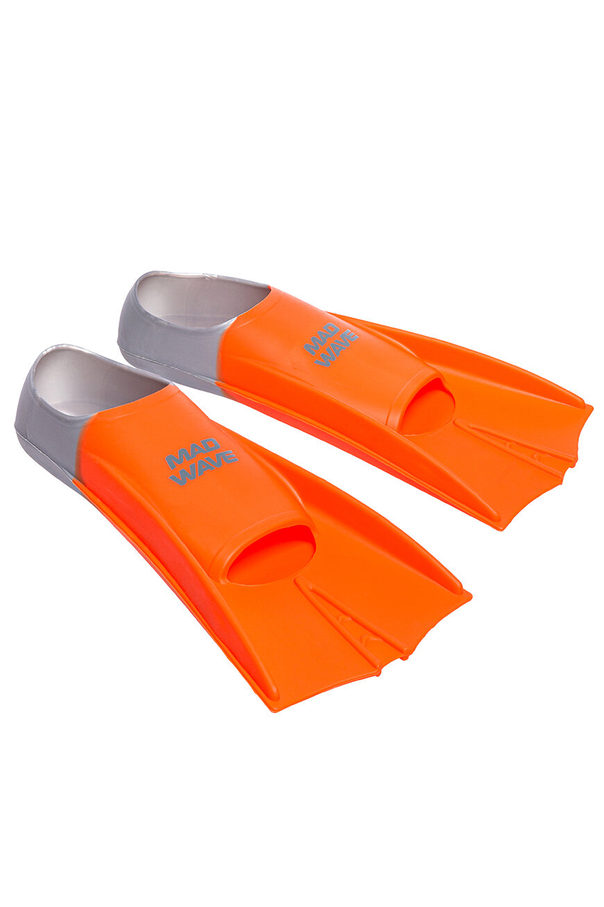 Ласты MAD WAVE Flippers, с закрытой пяткой, короткие, цвет оранжевый, размер L (41-43)