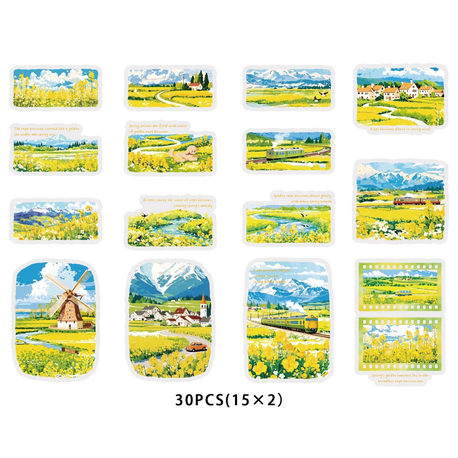Набор наклеек Etori Life с весенними цветами рапса 30Pcs