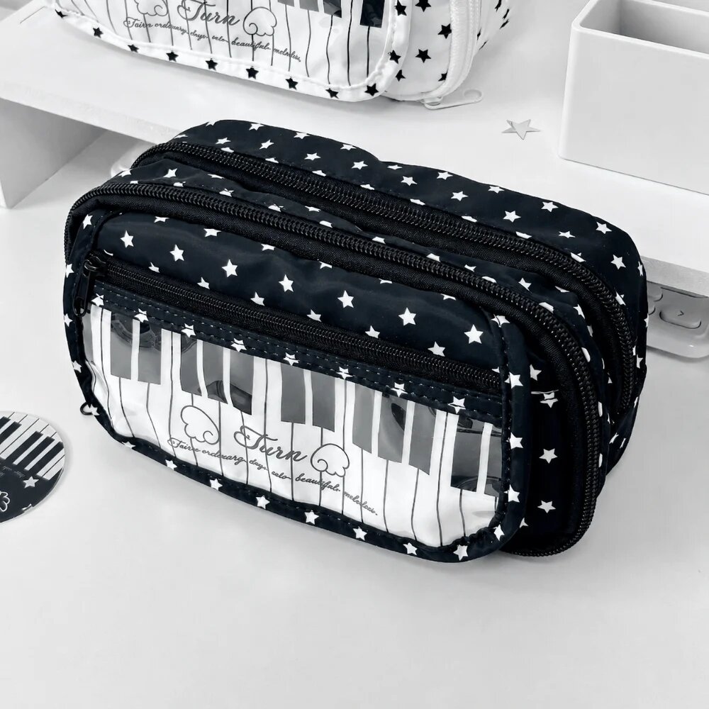 Пенал Star Piano с прозрачным окном Black