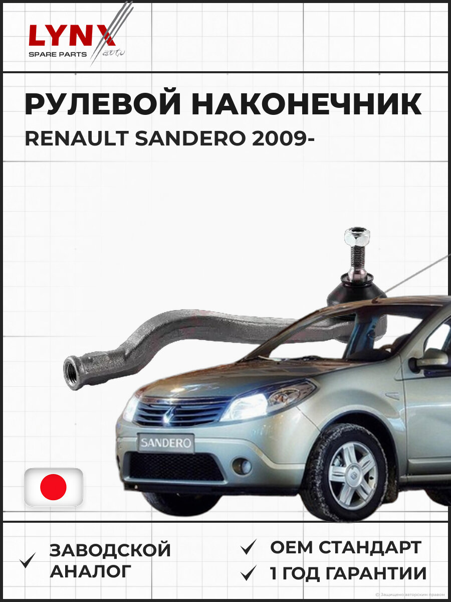 Рулевой наконечник R LYNXAUTO C4147R Рено Сандеро RENAULT Sandero 1.4-1.6 с 2009