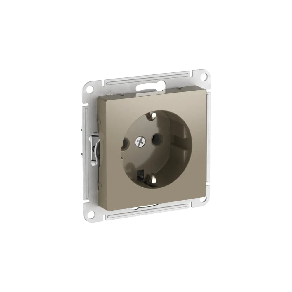 Розетка Systeme Electric ATLASDESIGN с заземлением, 16А, мех, быстрозажим. клем, Шампань ATN000543S