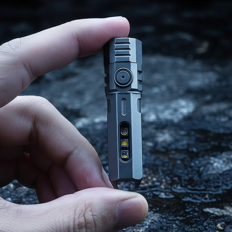 Титановый мини фонарик EDC на ключи с клипсой, портативный перезаряжаемый магнитный многофункциональный фонарик, серый
