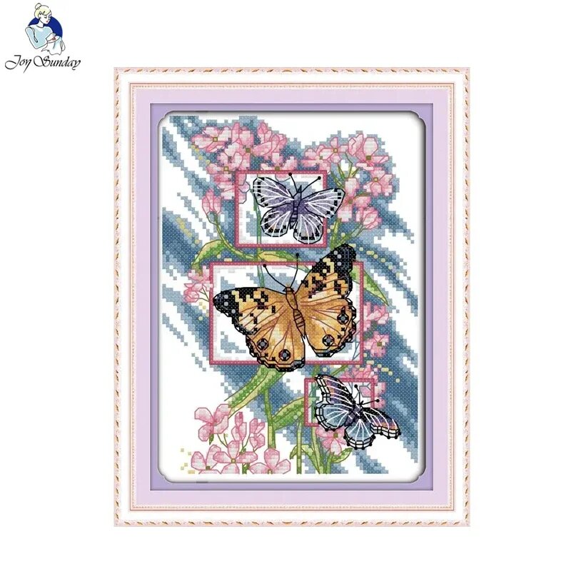 Joy Sunday Butterflie Наборы для вышивки крестом Узоры DIY Aida 16CT 14CT 11CT DMC Нитки Игла Набор для рукоделия Домашний декор