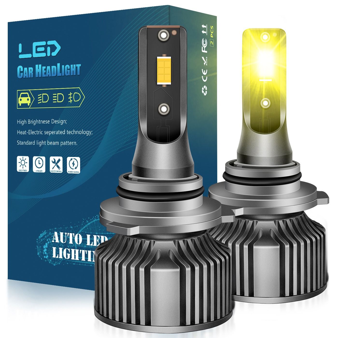 12V 50W 3000K, светодиодные лампы для передних фар, подходят для H1 H11 H10 H8 H9 H16 HB4 HB3 H3 H27 H7 9005 9006 880 881 5202