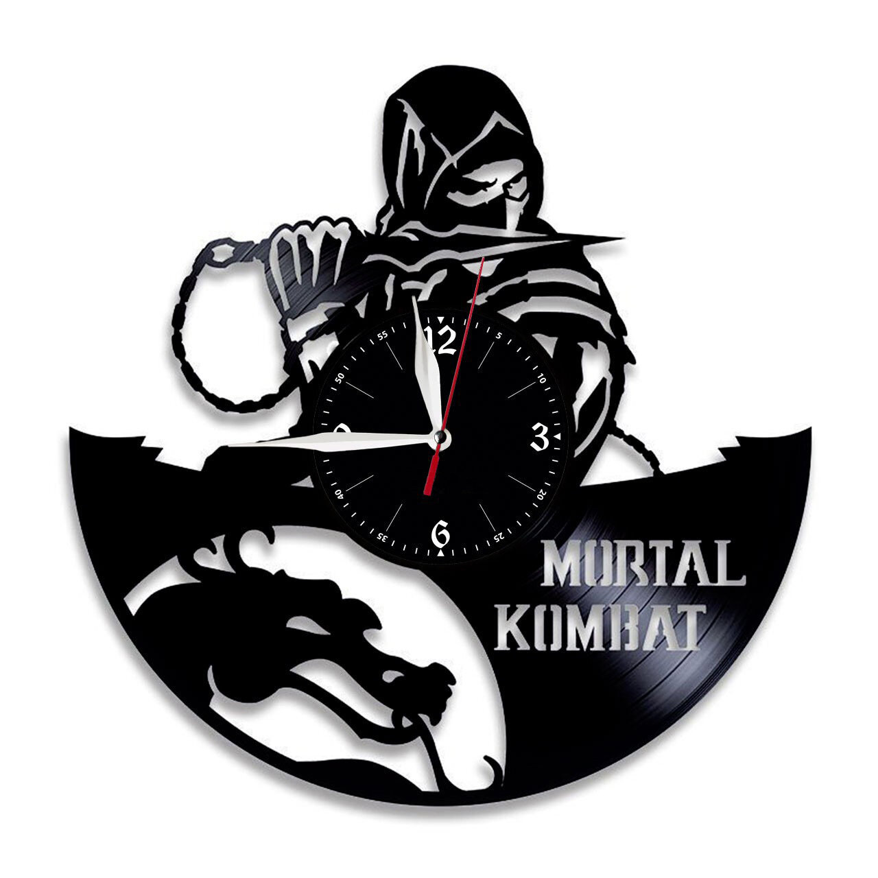 Настенные часы из виниловой пластинки "Mortal Kombat"
