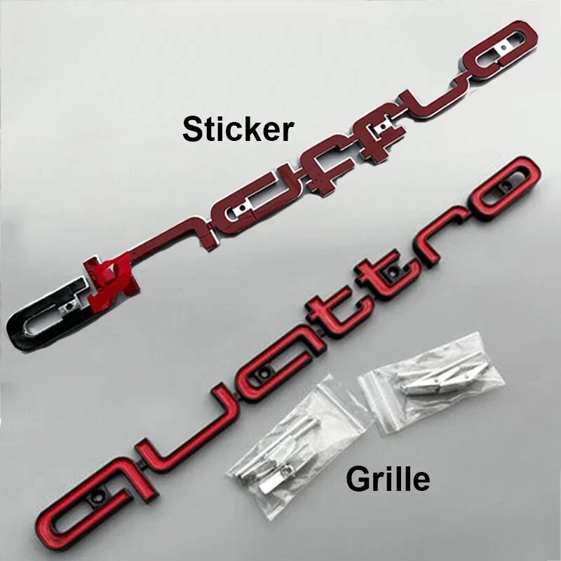 Автомобильная наклейка на переднюю решетку для Quattro Logo A6 A4 A3 A5 A7 A8 A2 C Red Black, Grille