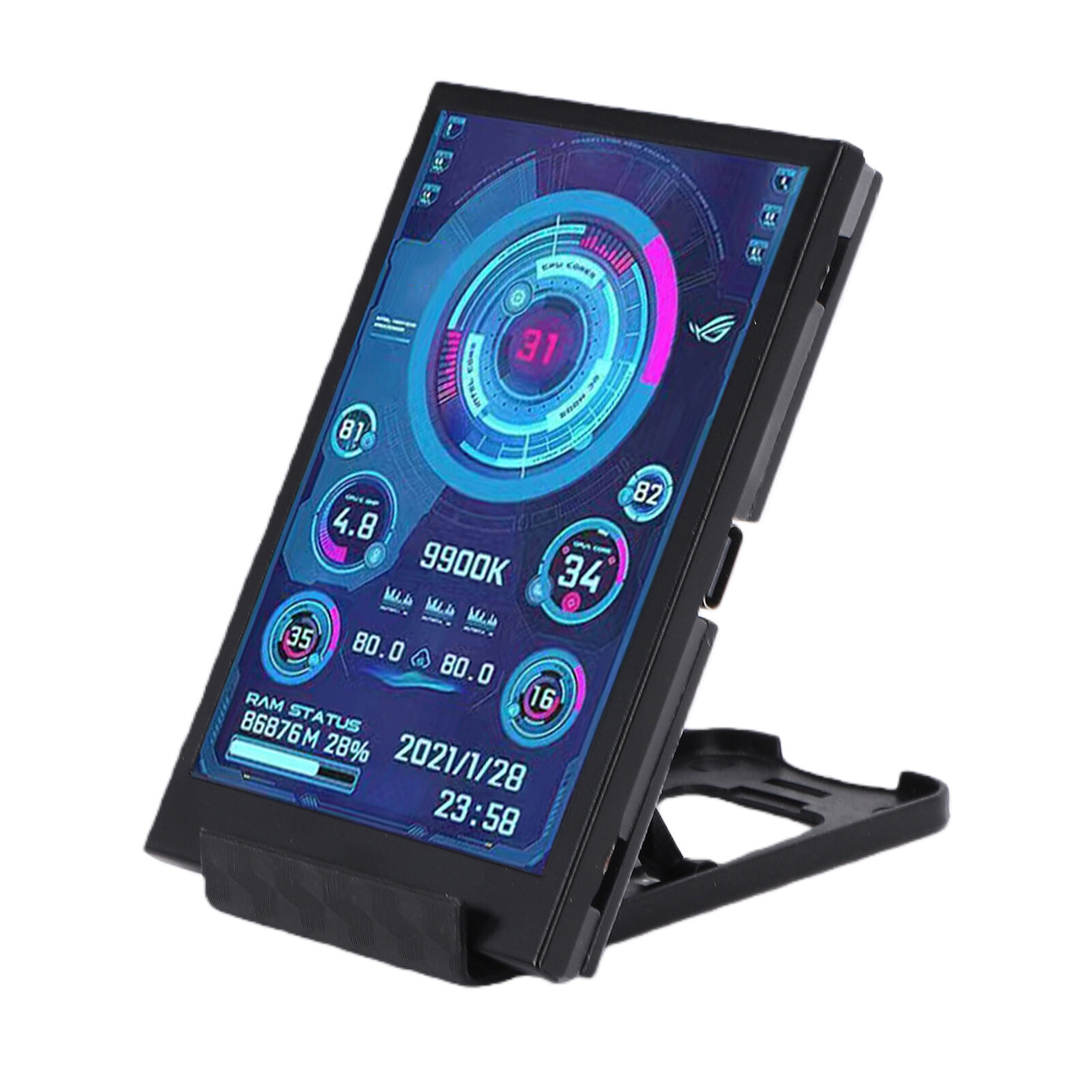 Монитор температуры компьютера 320x480 CPU RAM HDD Дисплей с поворотом на 360 градусов 3,5-дюймовый дополнительный экран для настольного ноутбука