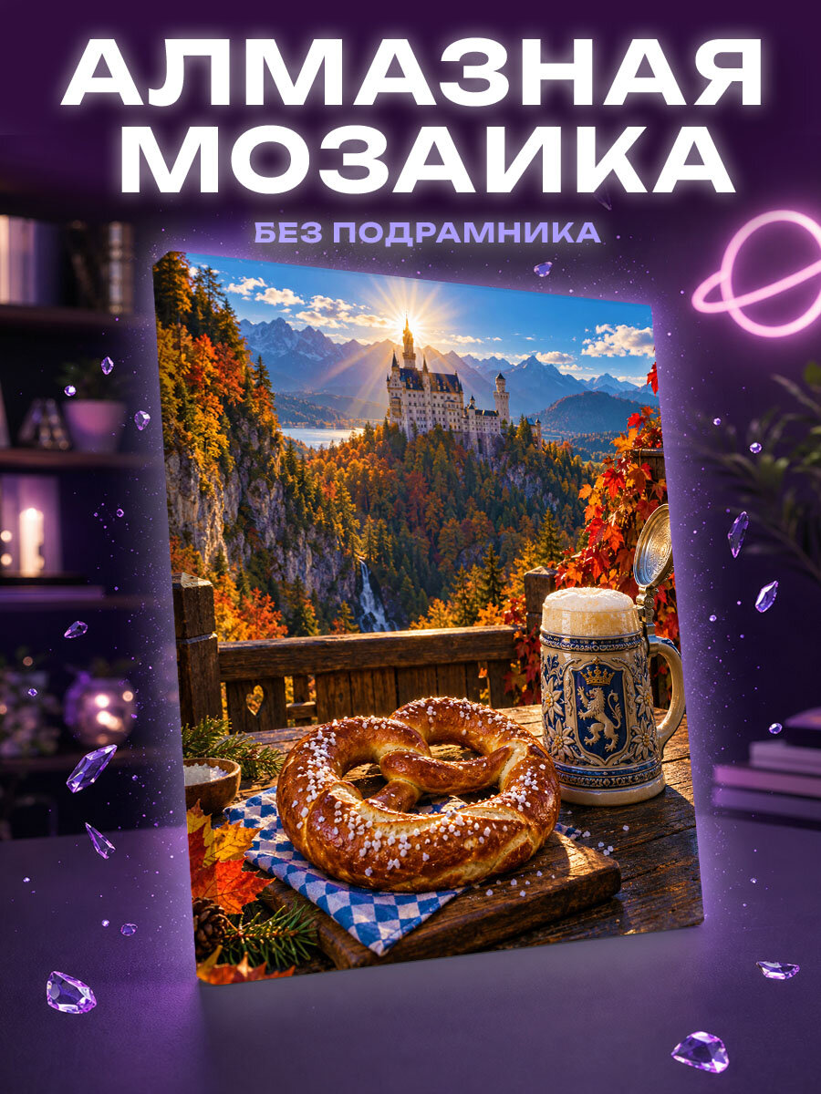 Алмазная мозаика Осенний пир у Нойшванштайна, Германия