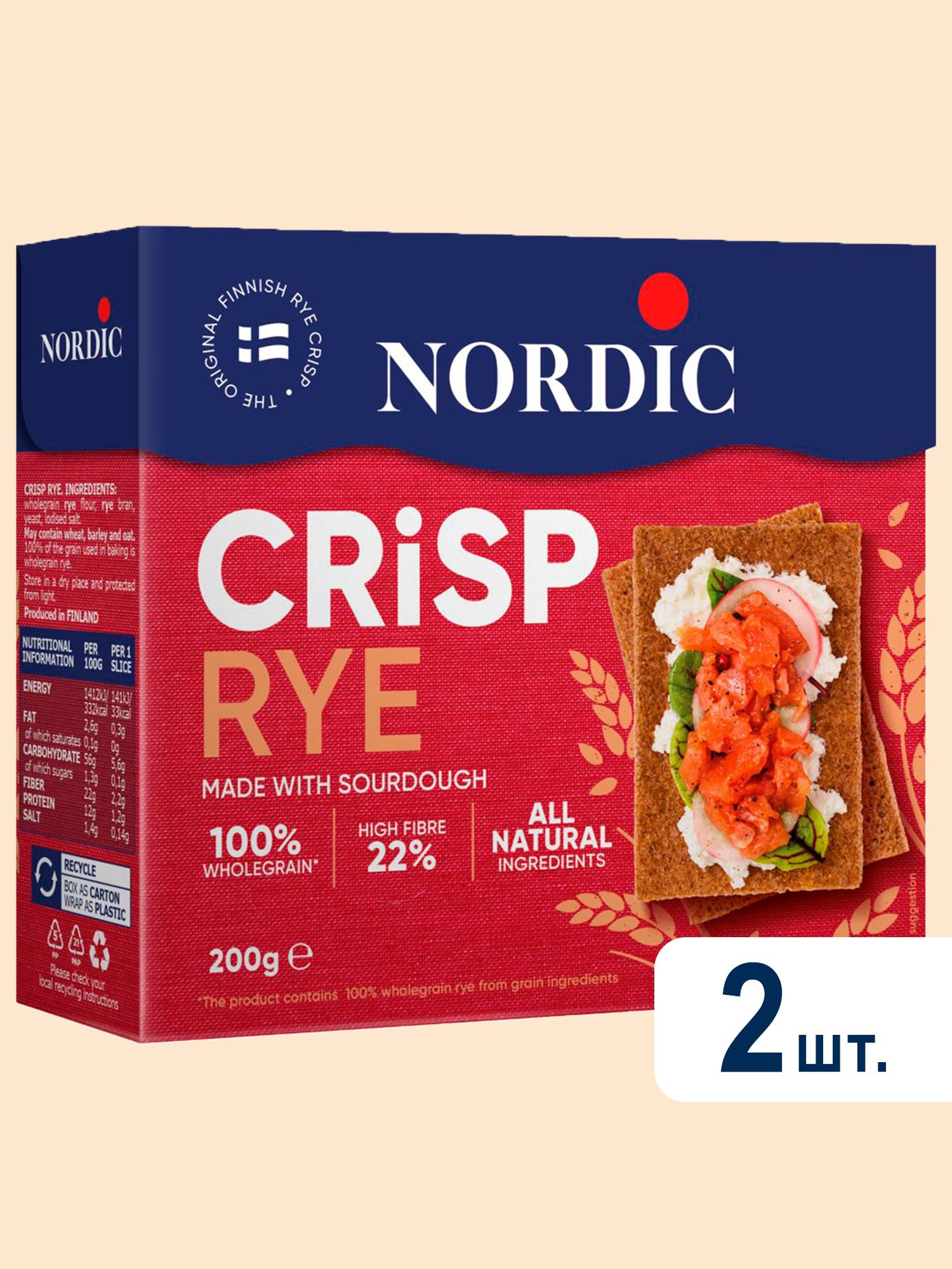 Хлебцы ржаные RYE Nordic, 200г х 2шт
