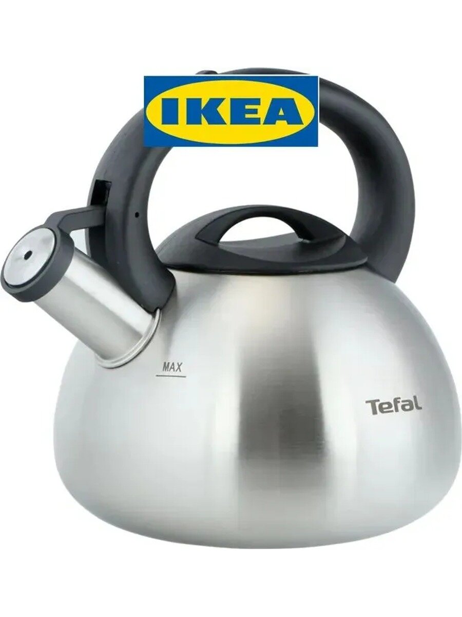 IKEA Чайник 3.5 л со свистком, ненагревающиеся ручки нержавеющая сталь