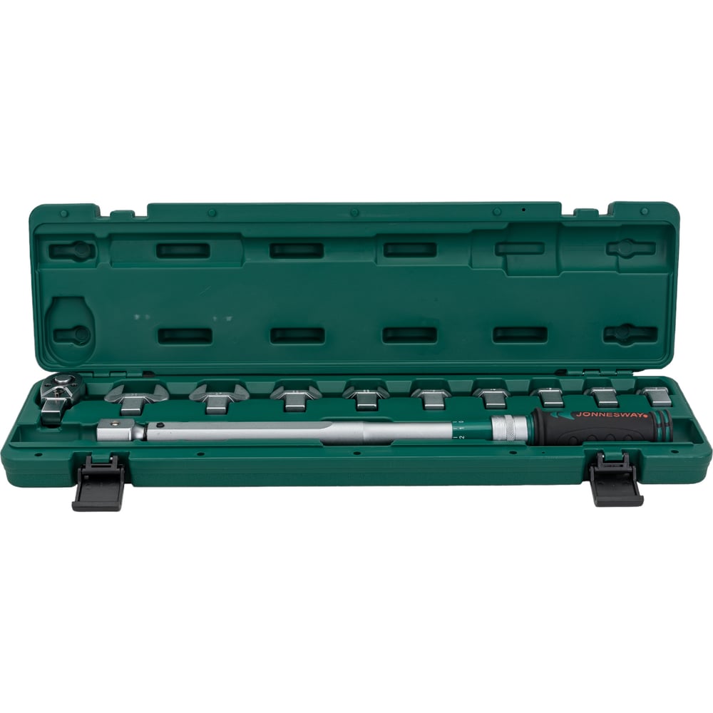 Динамометрический ключ Jonnesway T30200NS 1/2"DR со сменными рожковыми насадками 13-30 мм и приводом, 40-200 Нм 49853 049853