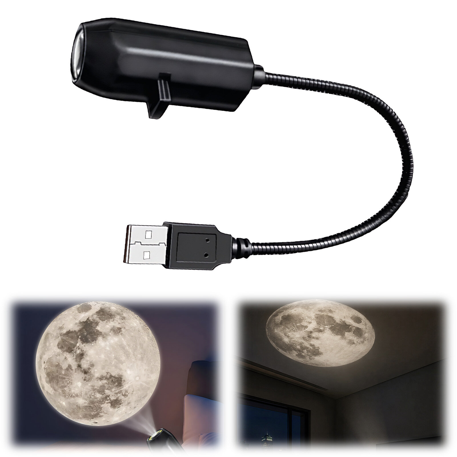 Звёздный проектор-ночник с луной и логотипом, LED, 280 мм