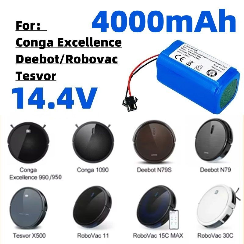 Сменные батареи для Conga Excellence 990 1090 1790 1990, Deebot N79S N79 DN622, Robovac 11 и Tesvor X5 14.4V.