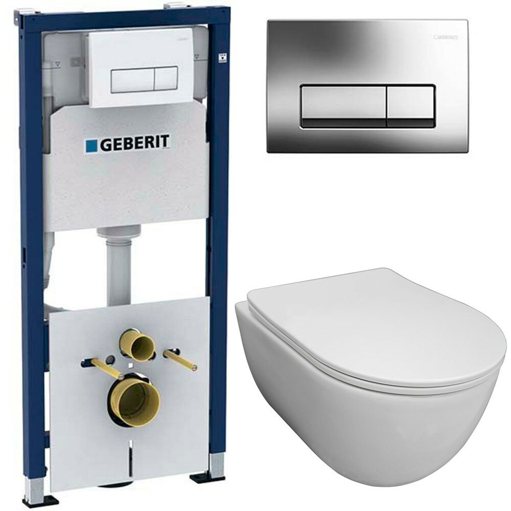 Инсталляция Geberit 458.128.21.1 + унитаз Bloomix Diva MD1211R/UF3 безободковый с сиденьем