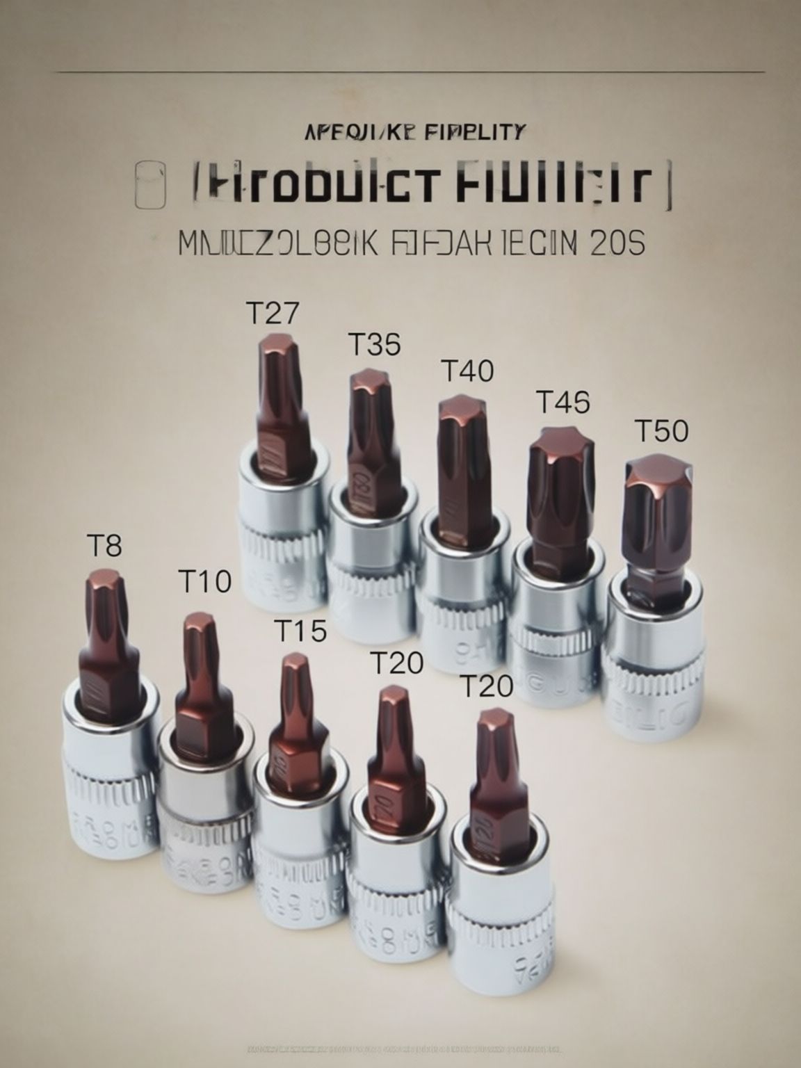 Набор бит 1/4", L-образный держатель, звездочки T8-T50 (10 шт.)