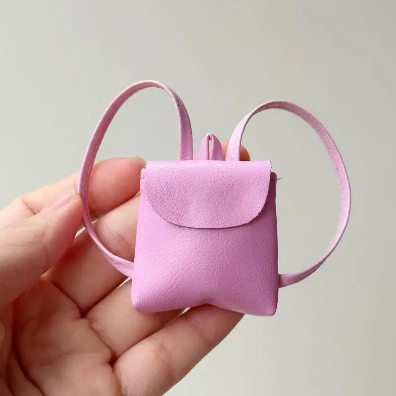MYPANDA Мини рюкзак из искусственной кожи для кукол 1/6 1/12 Розовый, Pink