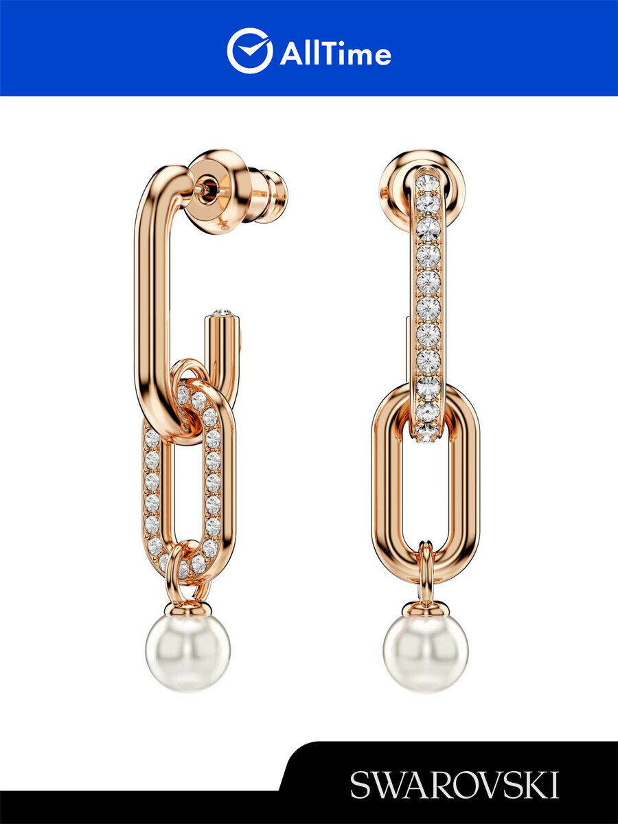 Серьги с подвесками SWAROVSKI, жемчуг Swarovski синтетический, кристаллы Swarovski
