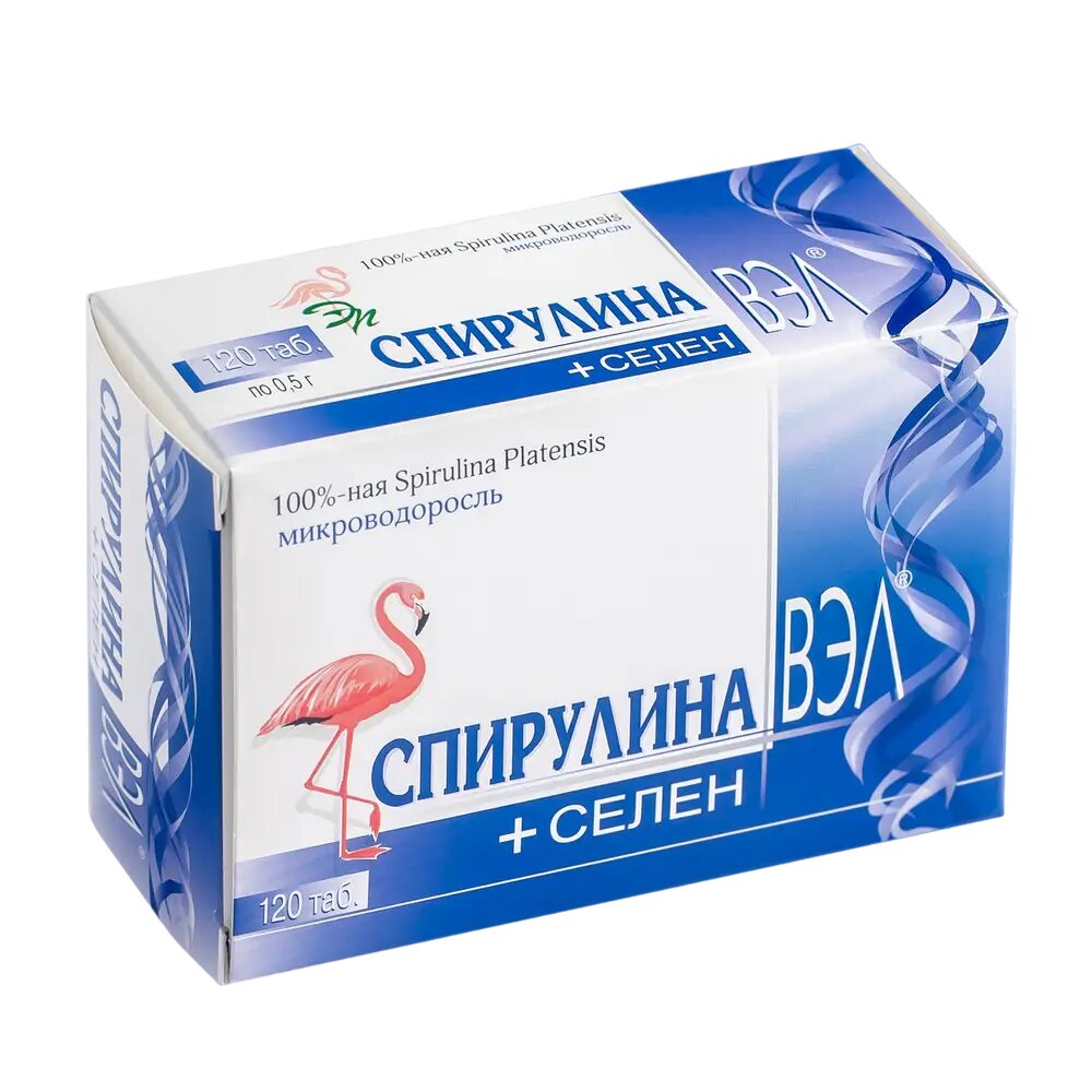 Спирулина ВЭЛ+Селен таблетки массой 0,5 г 120 шт
