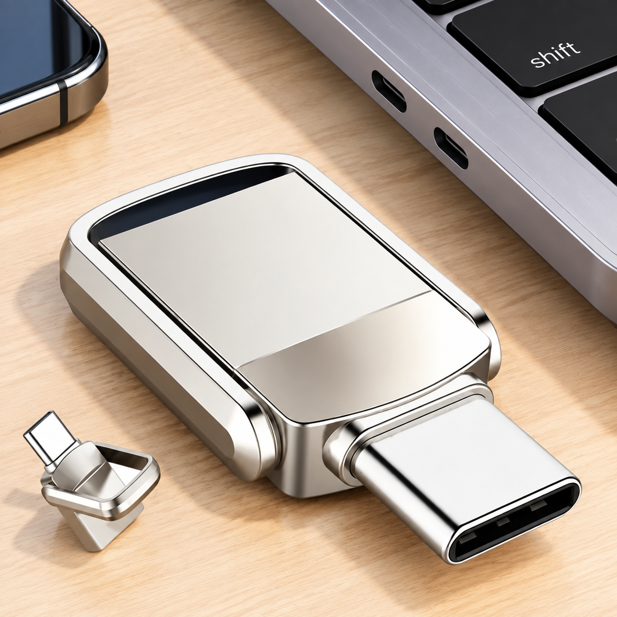 USB-накопитель Type-C 2ТБ, OTG (Цвет товара: серебристый)