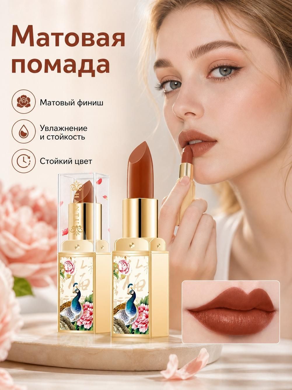 Водостойкая и стойкая матовая помада