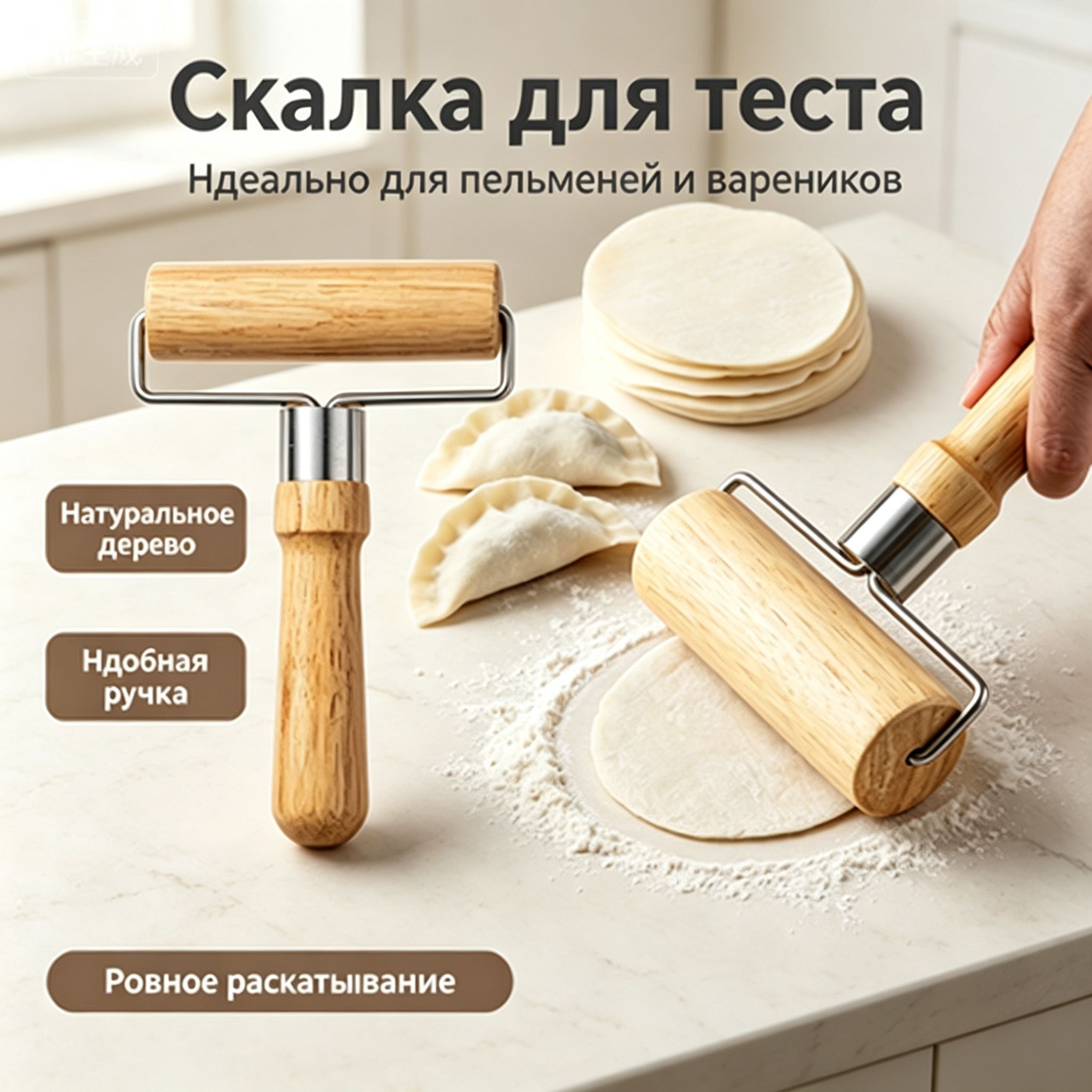Скалка с крутящимися ручками