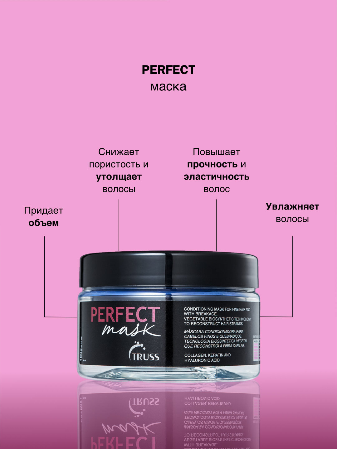 Маска для волос TRUSS Professional Perfect Mask 180g, восстанавливает естественную толщину и эластичность волос.