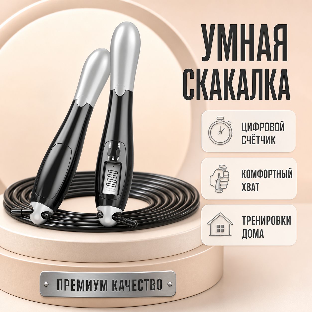 Умная электронная скакалка со счетчиком калорий, беспроводная и с длинным тросом, магнитный чип