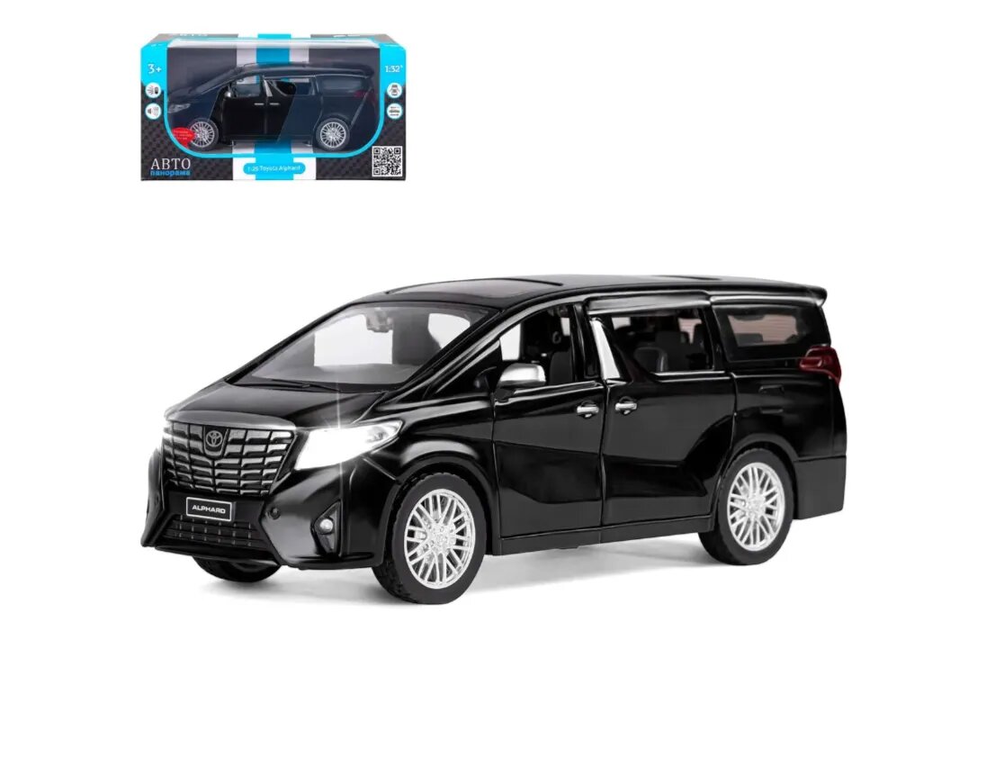 ТМ Автопанорама Машинка мет, 1:29, Toyota Alphard, черный, JB1251405
