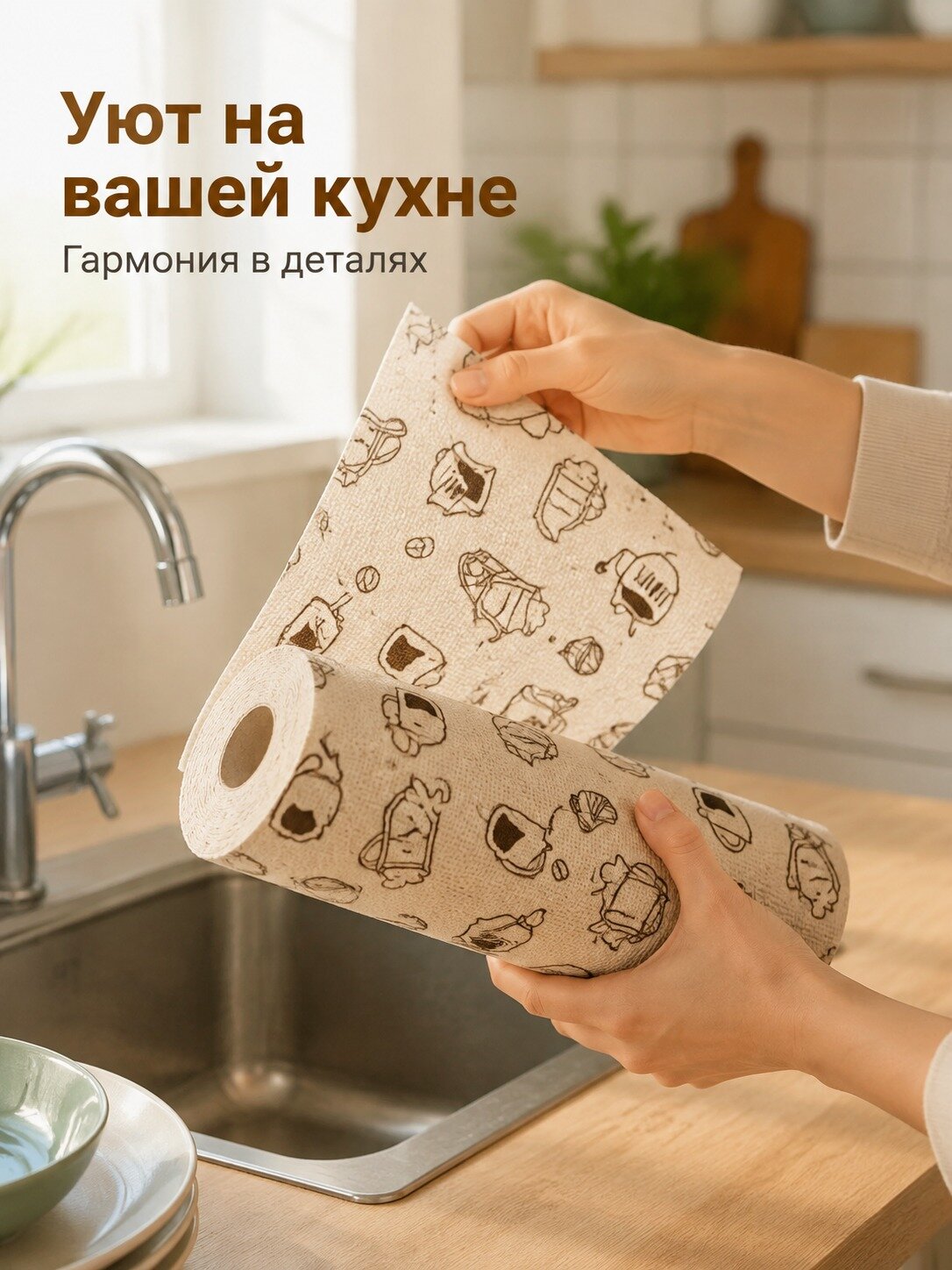 Кухонные салфетки CCM с отрывным дизайном и принтом, из микрофибры, размер 25*25*20