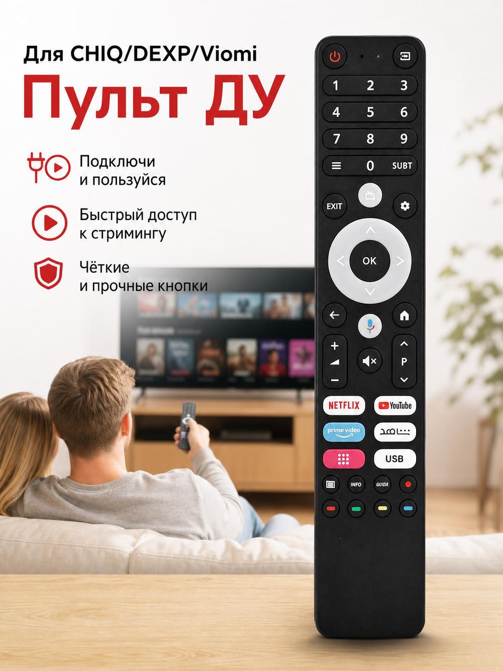 Пульт для CHIQ/DEXP/Viomi / DEXP A321 Q651 431 501 A551 DEXPTVD2 / для всех телевизоров Самсунг