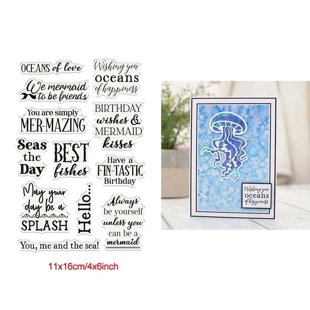 Режущие штампы Magic Ocean Морская ракушка, русалка, осьминог для скрапбукинга Only stamps