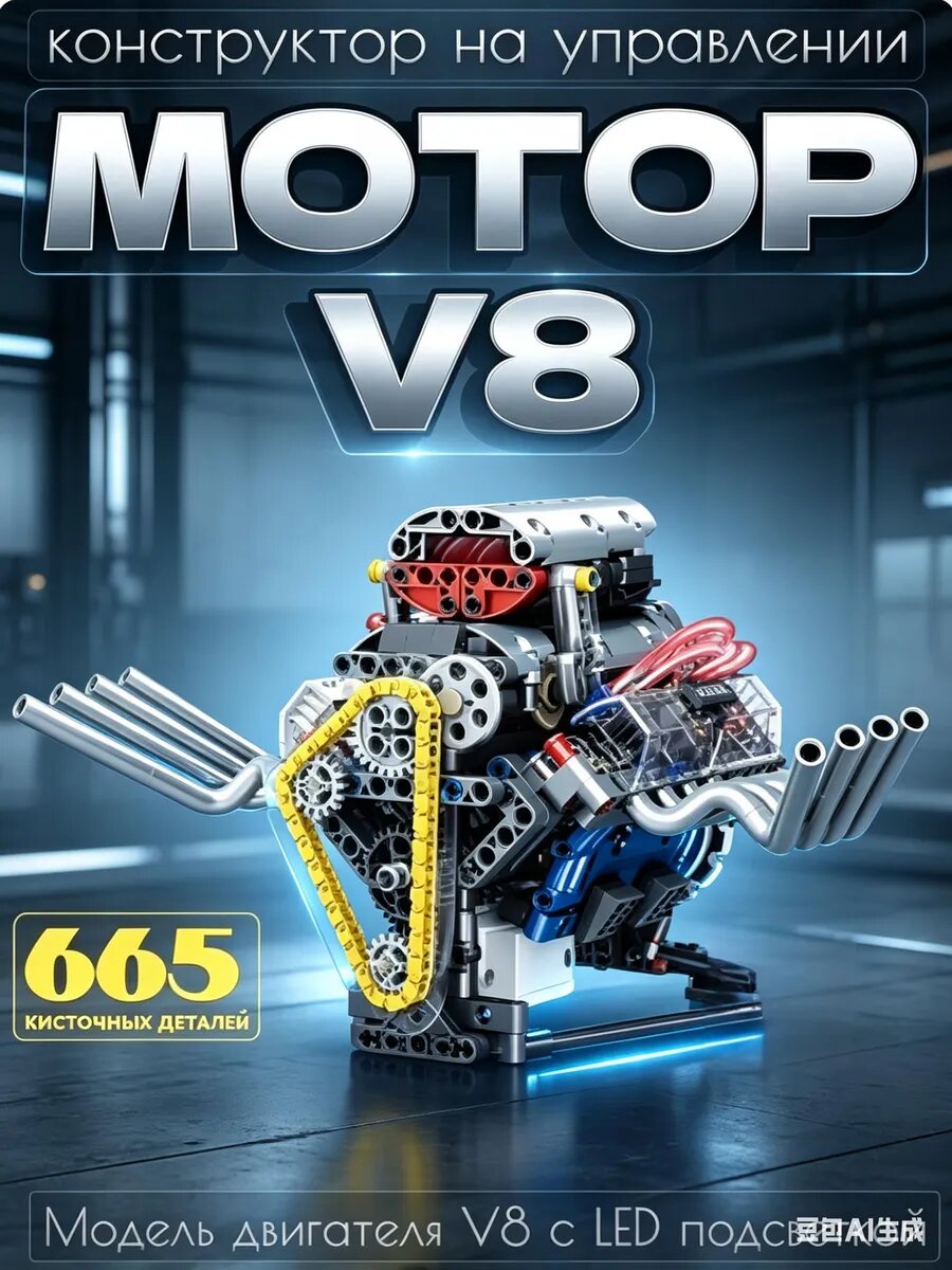 Конструктор спортивный Двигатель V8 Atmo 665 деталей