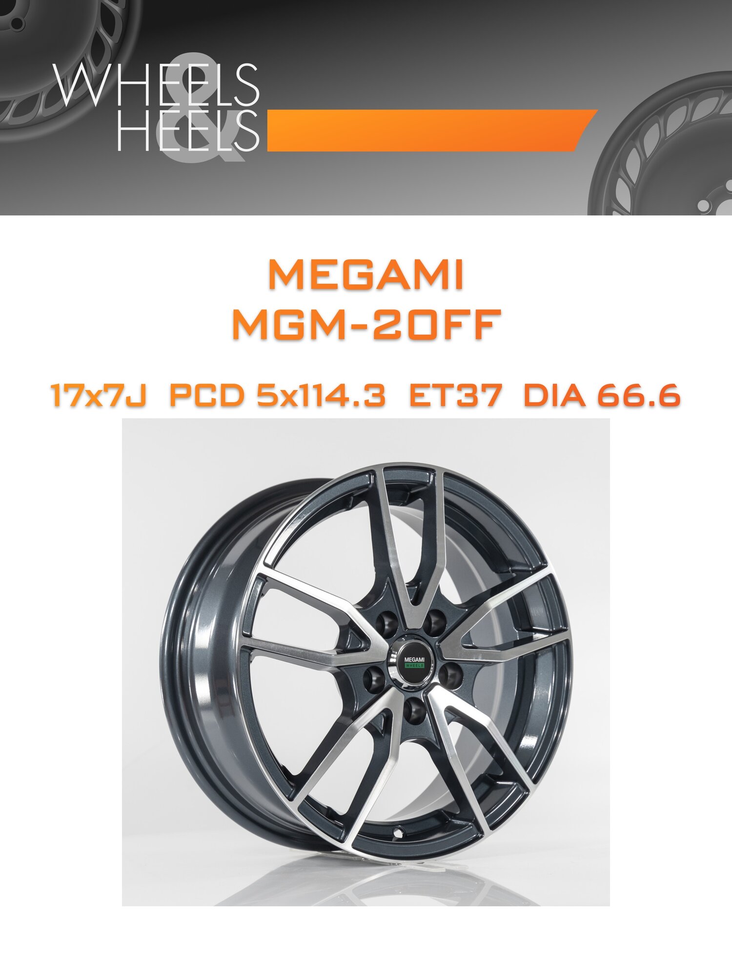 Диск автомобильный литой Megami MGM-20FF 17x7 5x114.3 et37 dia66.6 gmf
