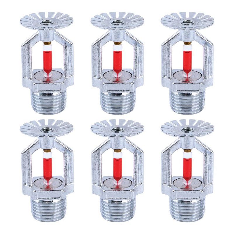 Головки Спринклеров 6 Шт - Медь Хром, 1/2" NPT 155 (68 C), Подвесной Тип Авто-Распыления, K80 Быстрое Срабатывание