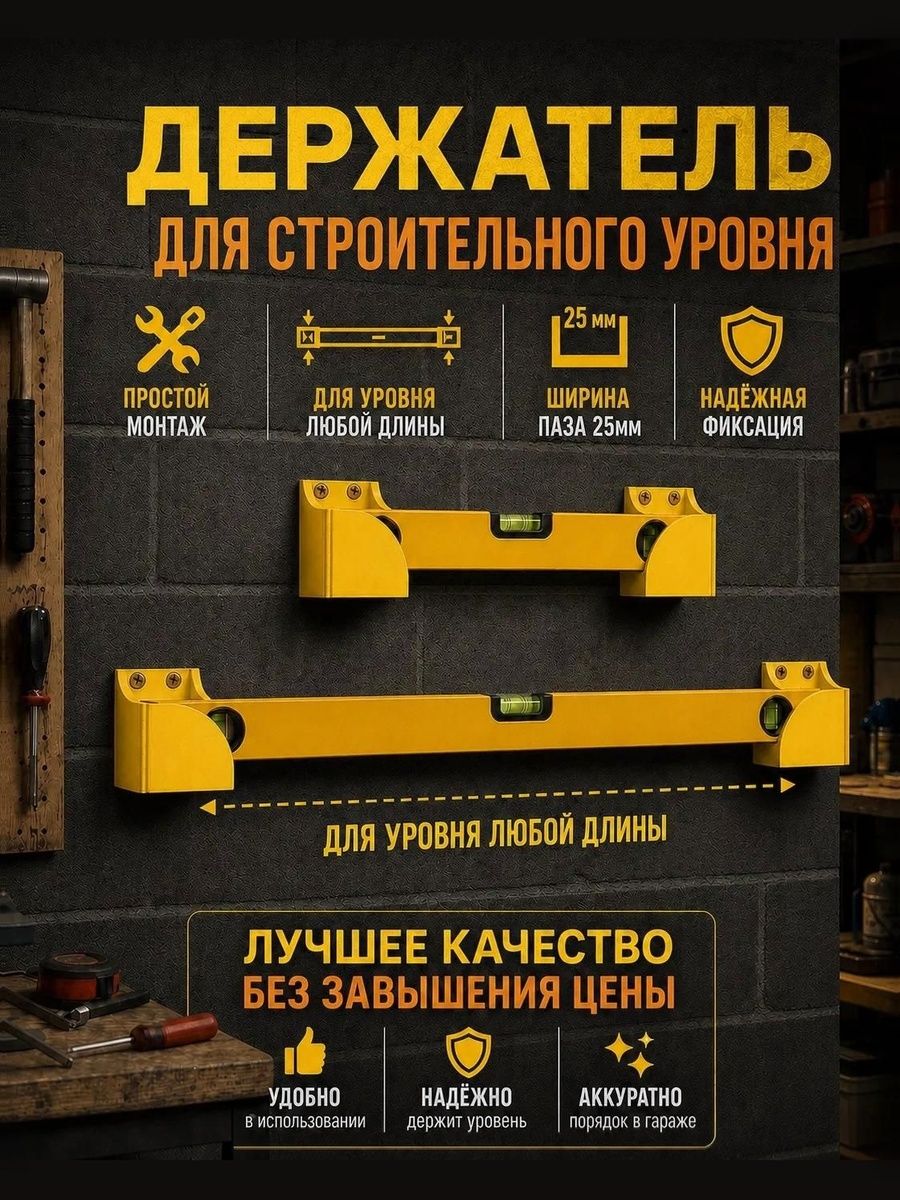 Крепление на стену для строительного уровня. Держатель настенный строительного уровня
