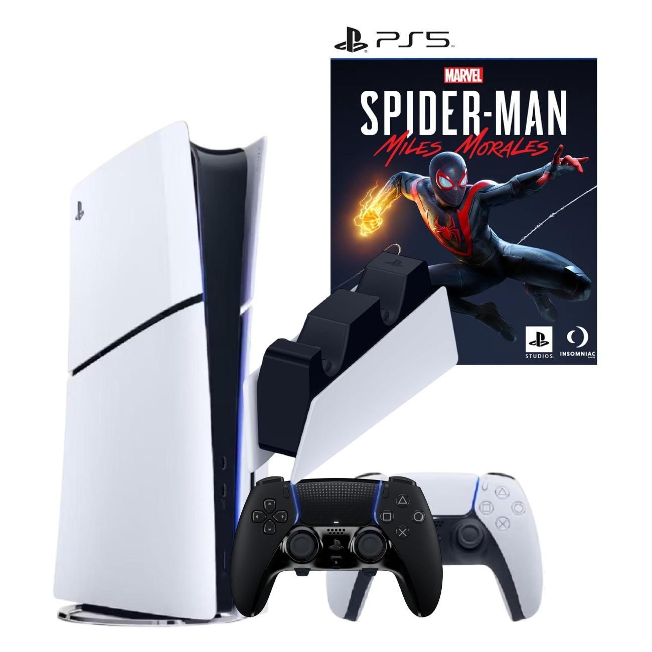 Игровая приставка PlayStation 5 Slim Disk + Spider Man Morales + Dualsense Charging Station+Dualsense Edge Black
