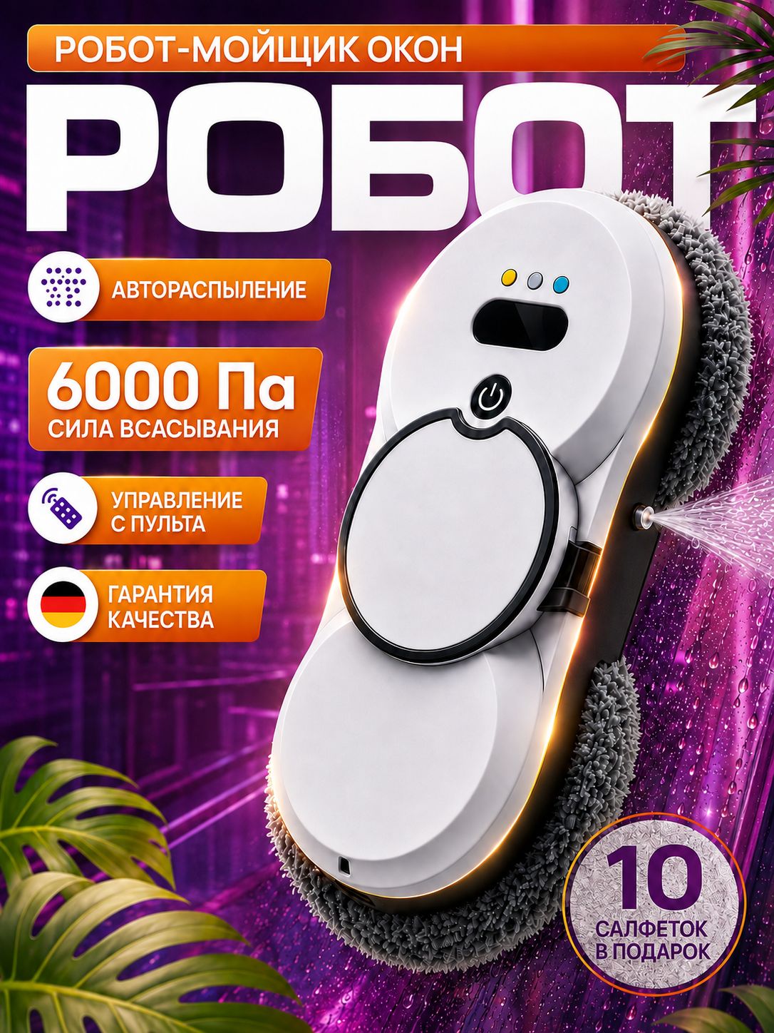 Робот мойщик окон с распылением