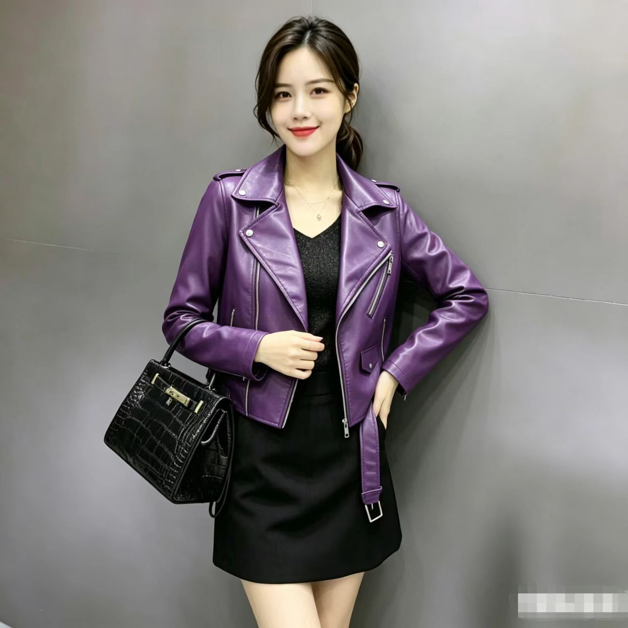 Куртка кожаная  кожаная куртка2026, размер 5XL, purple