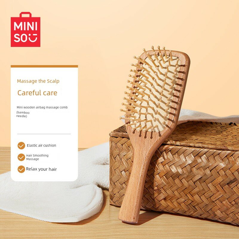 Расческа MINISO, известный бренд, деревянная расческа, расческа с воздушной подушкой, миниатюрная портативная расческа