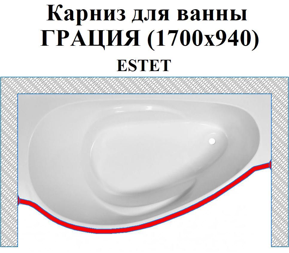 Карниз для ванны грация (1700х940) ESTET