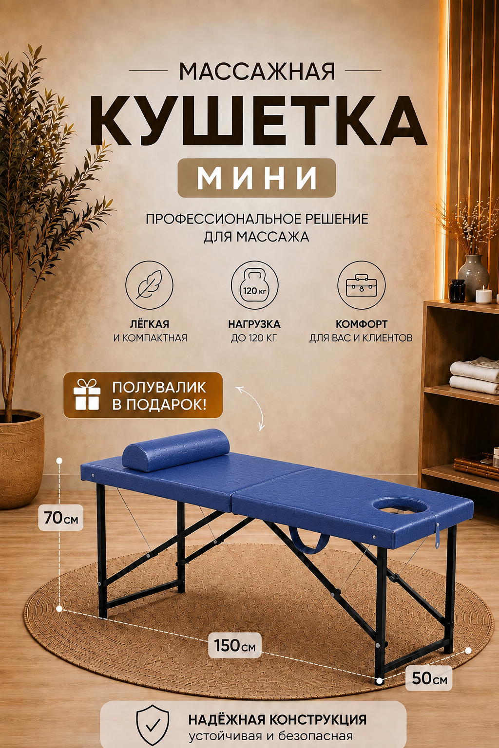 Кушетка-мини с вырезом, 150х50х70